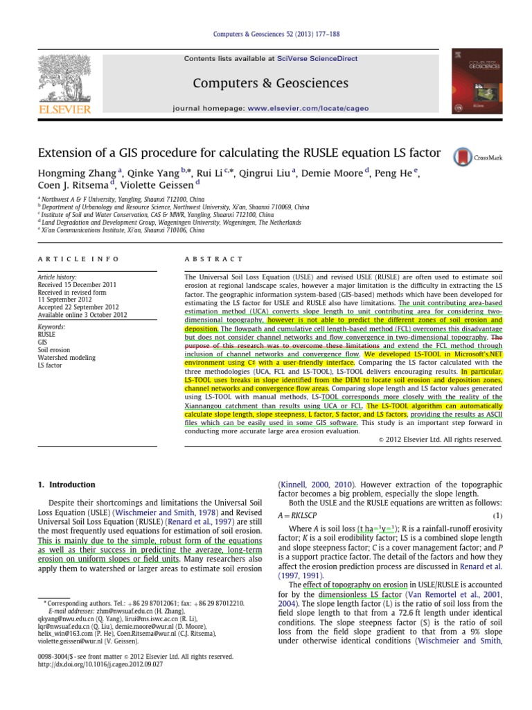 Enhancing LS Factor Calculation in RUSLE | PDF | Earth Sciences ...