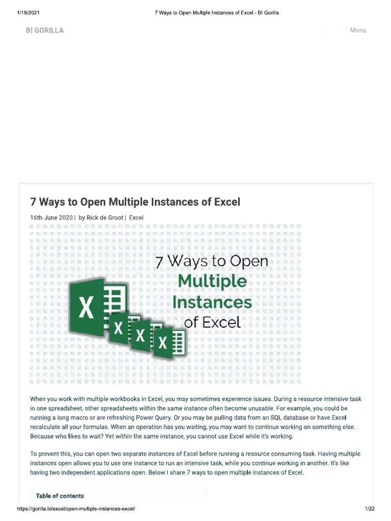 EXCEL-7 Ways To Open Multiple Instances of Excel | PDF