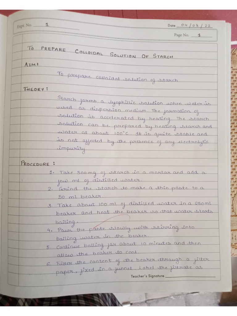 To Prepare Colloidal Solution of Starch | PDF