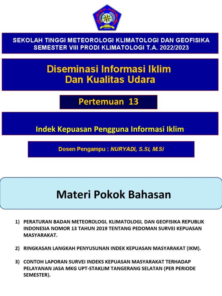 Pertemuan 13 - Indek Kepuasan Pengguna Informasi Iklim | PDF