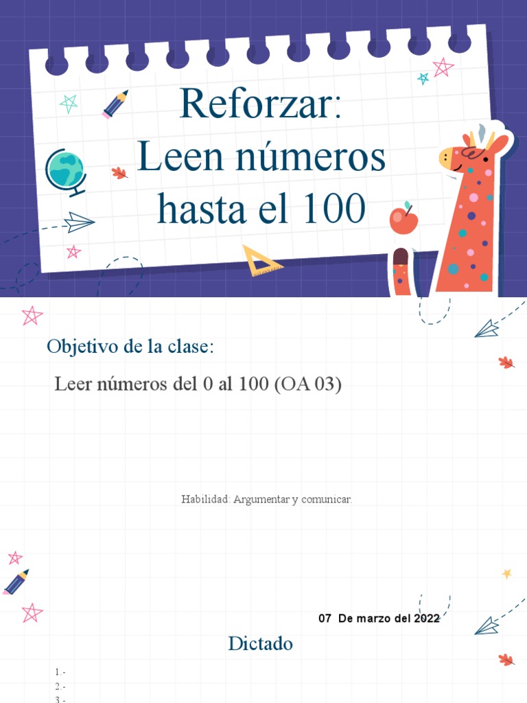 Lectura de Números del 1 al 100 | PDF | Artes del Lenguaje y Comunicación