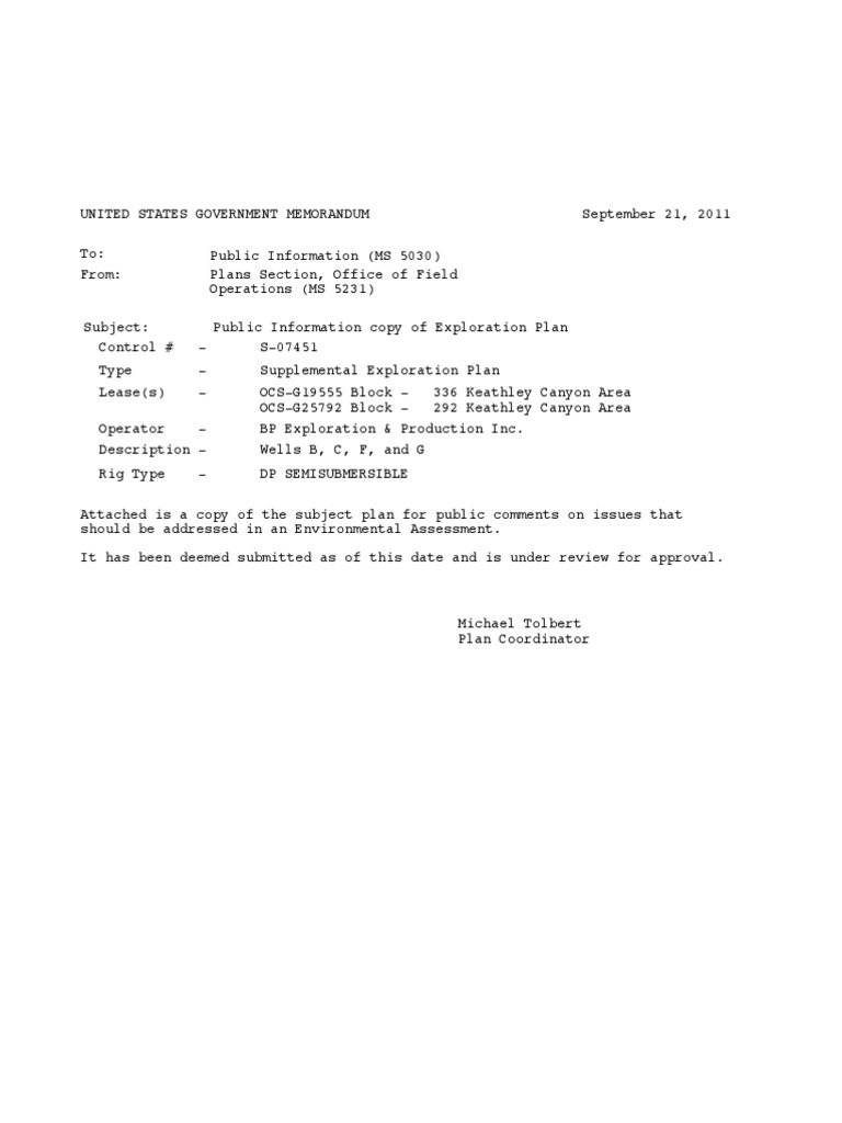 BP Kaskida Supplemental Exploration Plan | PDF | Blowout (Well Drilling ...
