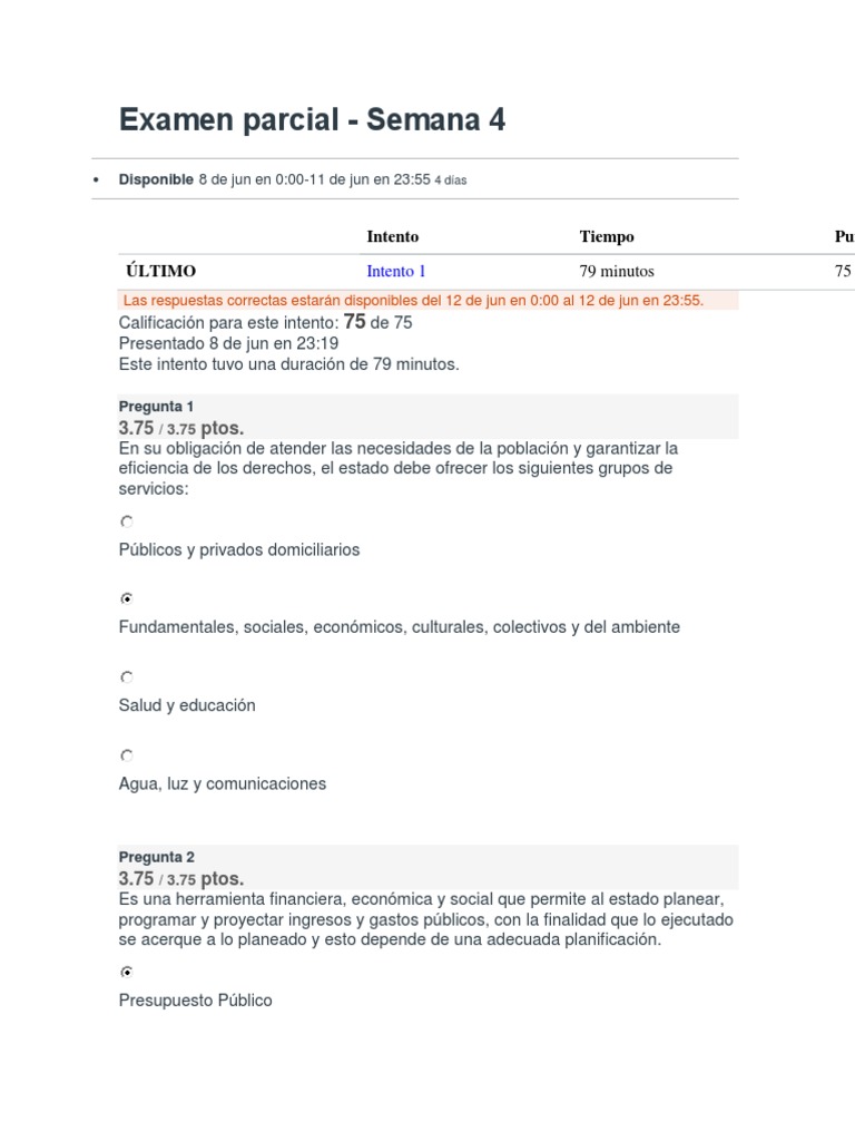 Examen Parcial Semana 4 Contabilidades Especiales | PDF | Contabilidad | Gobierno