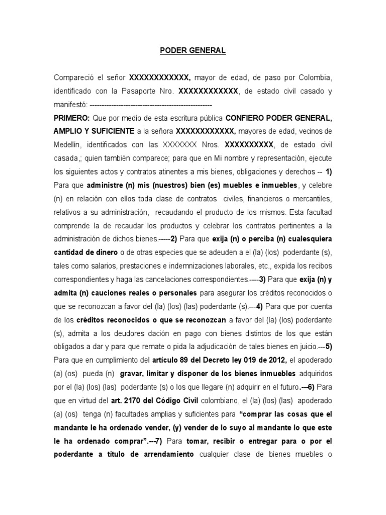 PODER GENERAL - Minuta | PDF | Herencia | Judicaturas