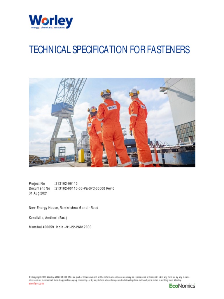 Technical Specification For Fasteners | PDF | Screw | Specification ...