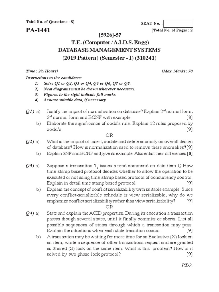 T.E (2019 Pattern) Nov 2022 | PDF | No Sql | Usability