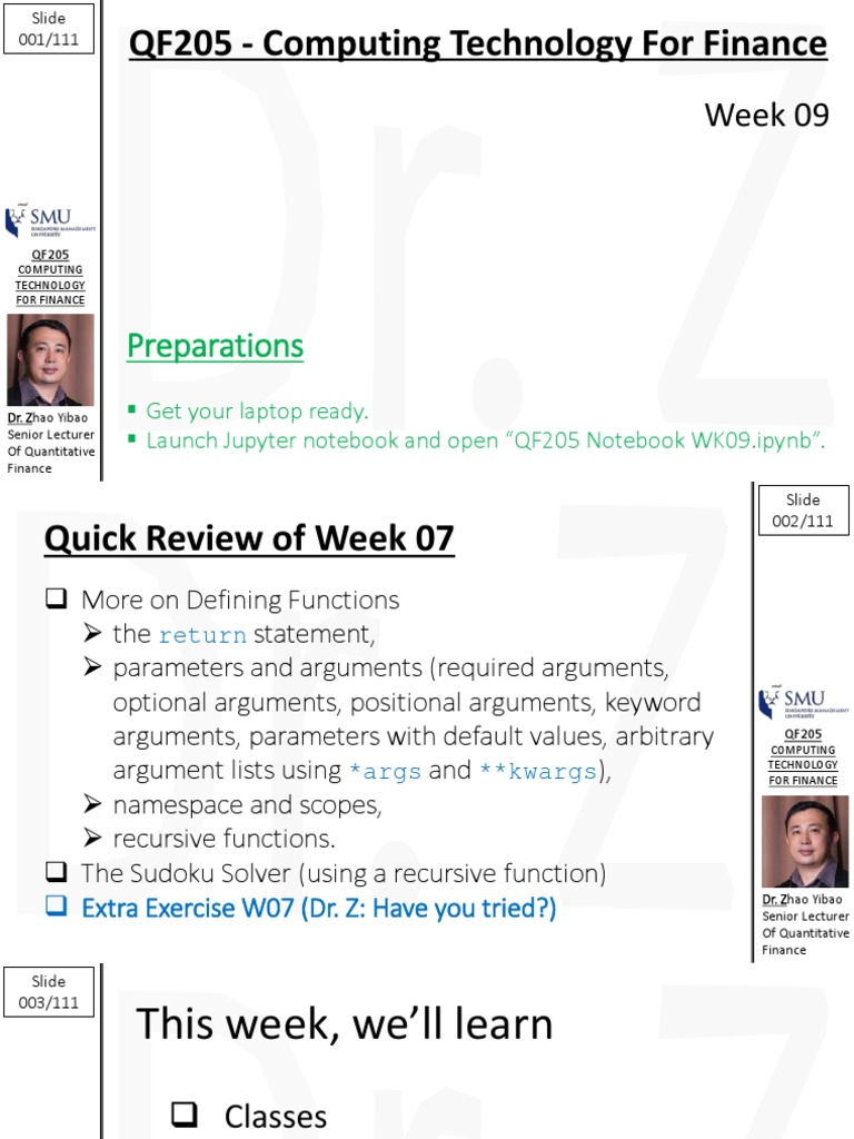 QF205 Week 09 | PDF | Class (Computer Programming) | Method (Computer Programming)