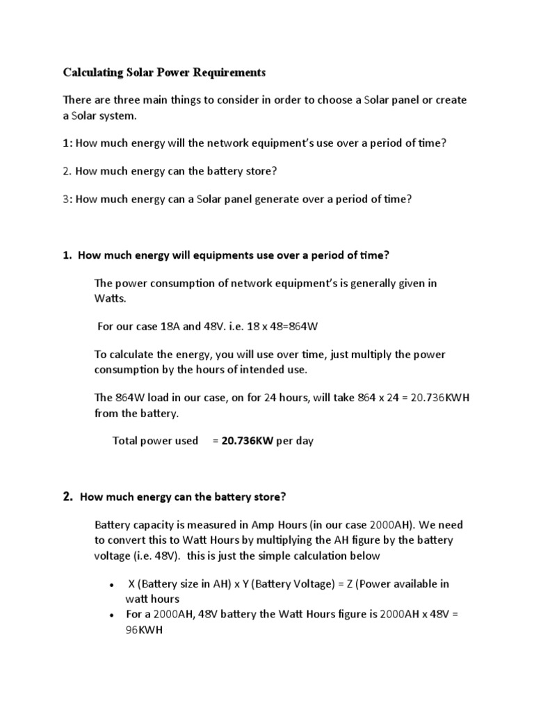 Calculating Solar Power Requirements TT | PDF | Solar Panel ...