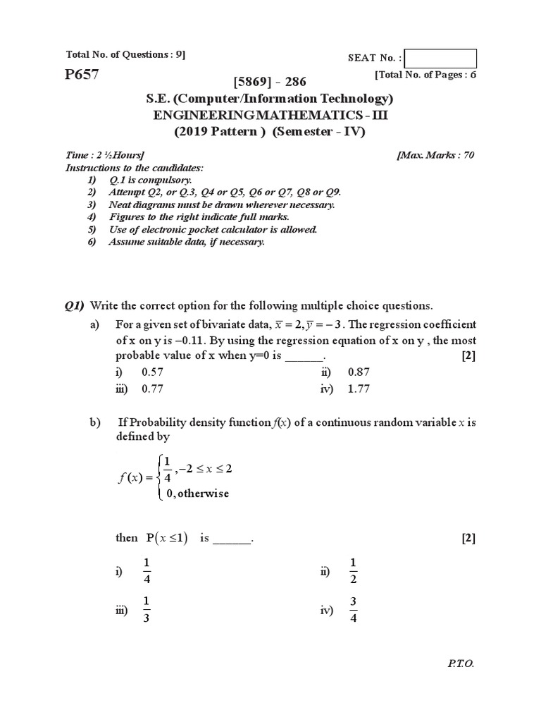 S.E (2019 Pattern) Comp May 2022 | PDF | Applied Mathematics | Mathematical Analysis