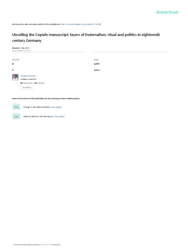 Onnerfors - Unveiling The Copiale-Manuscript2 | PDF | Freemasonry ...
