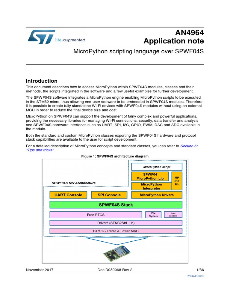 An4964 Micropython Scripting Language Over spwf04s Stmicroelectronics ... An4964 Micropython Scripting Language Over spwf04s Stmicroelectronics ...