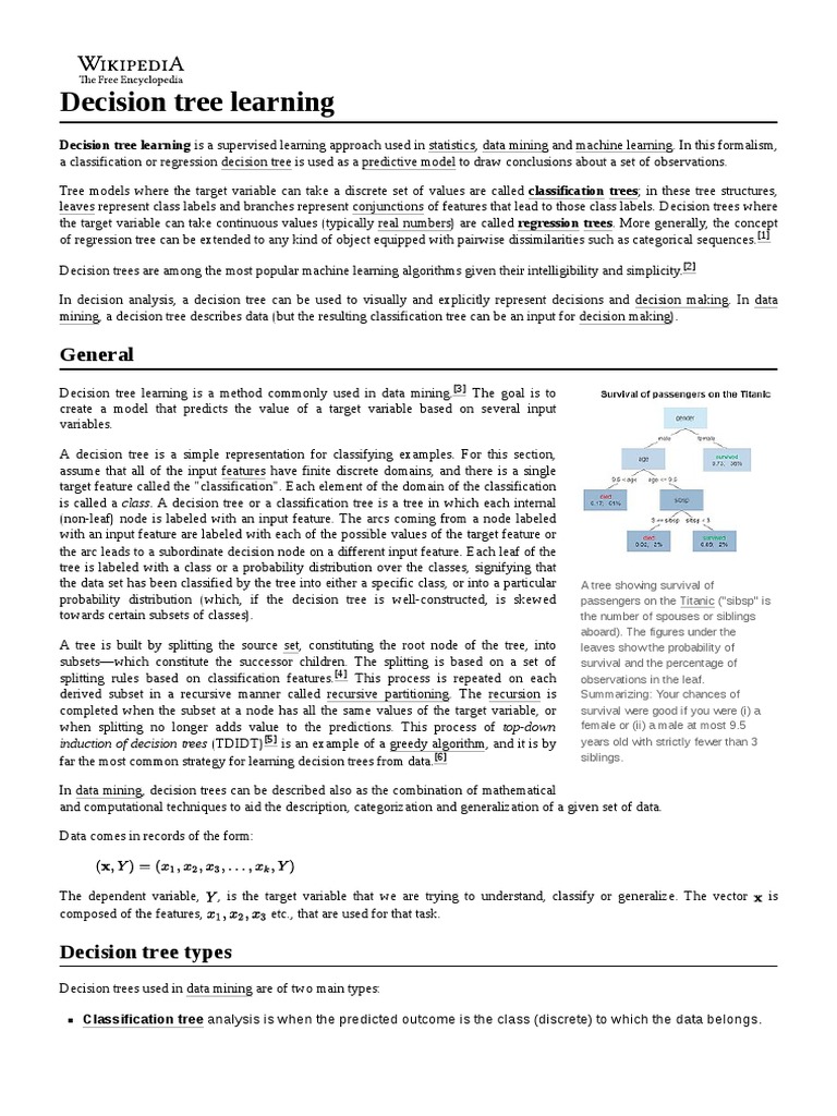Decision Tree Learning | PDF | Cybernetics | Statistics Decision Tree Learning | PDF | Cybernetics | Statistics
