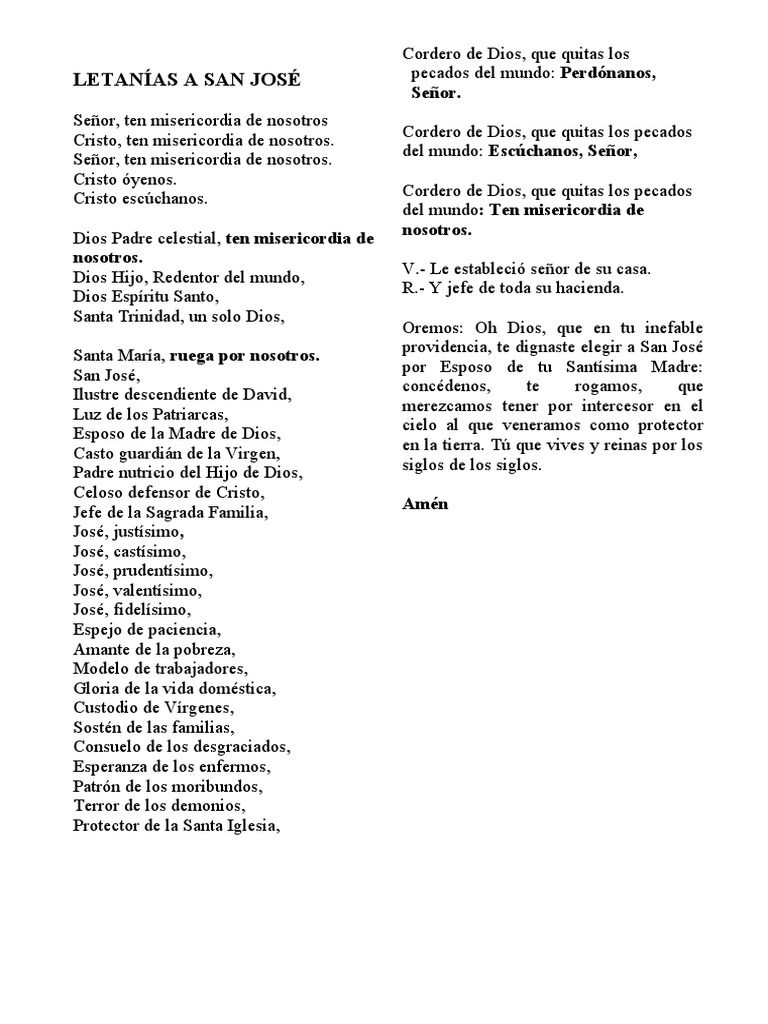 Letanías A San José | PDF