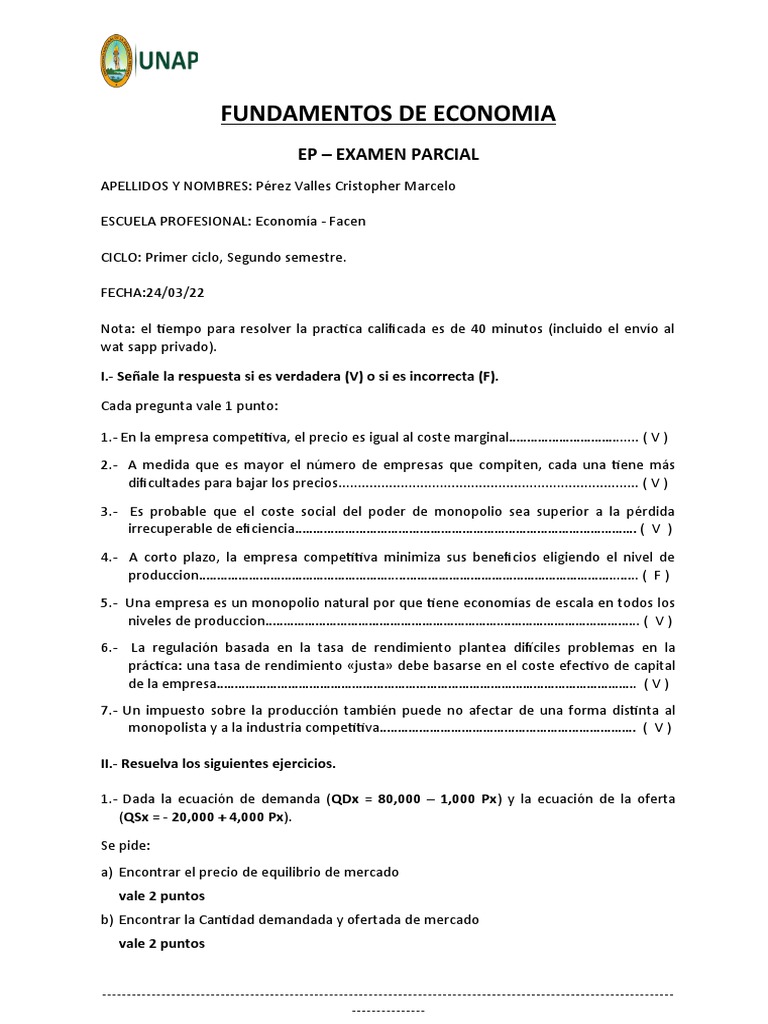 EXAMEN Mark | PDF | Monopolio | Economía Financiera