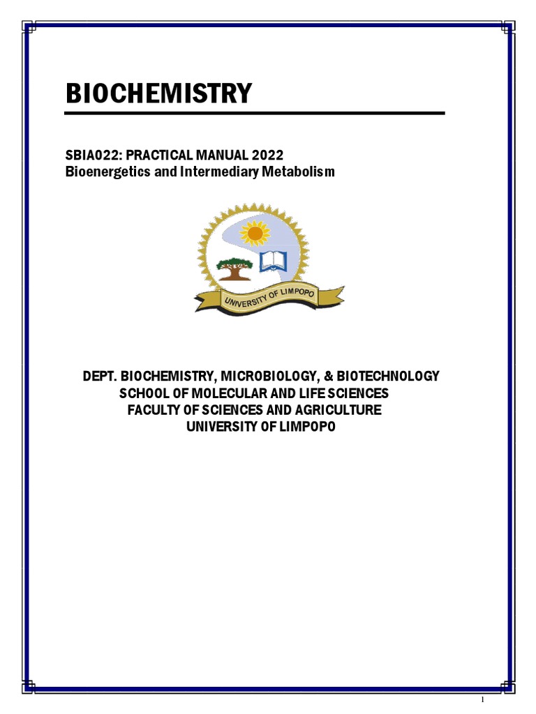 SBIA 022 Practical Manual | PDF | Metabolism | Nicotinamide Adenine ...
