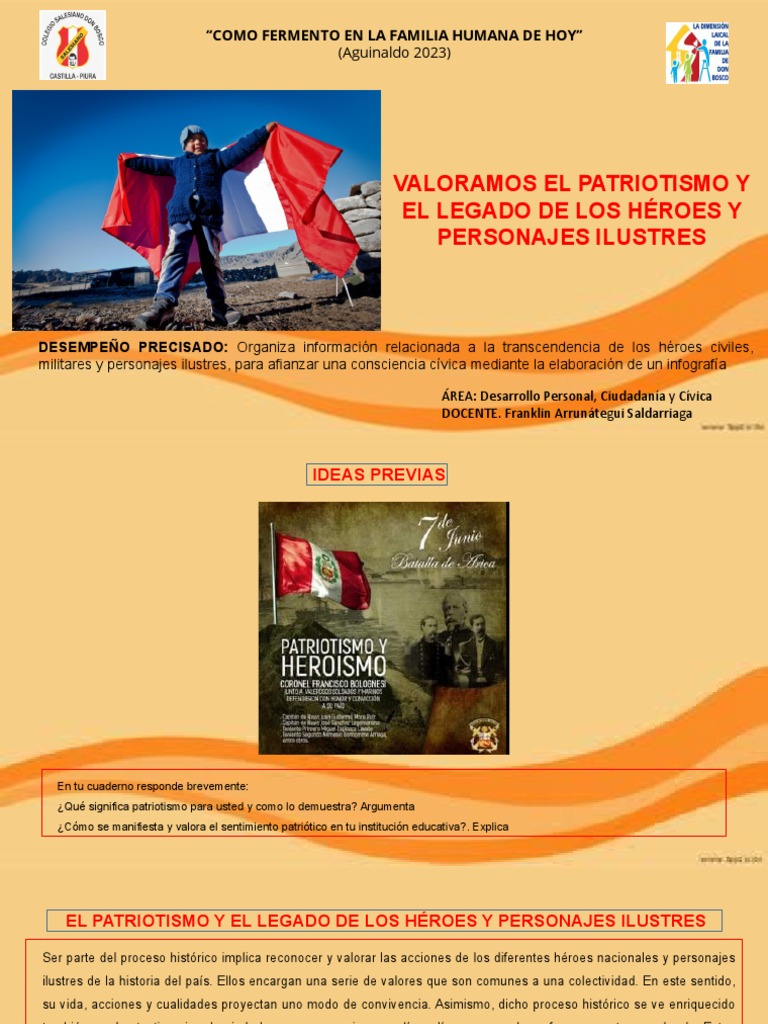 Valoramos El Patriotismo y El Legado de Los Heroes y Personajes ...
