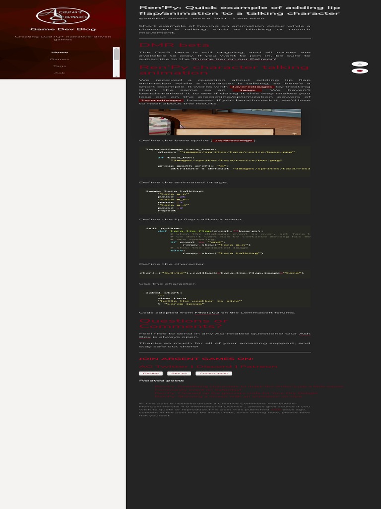 Ren'Py - Quick Example of Adding Lip Flap - Animation To A Talking ...