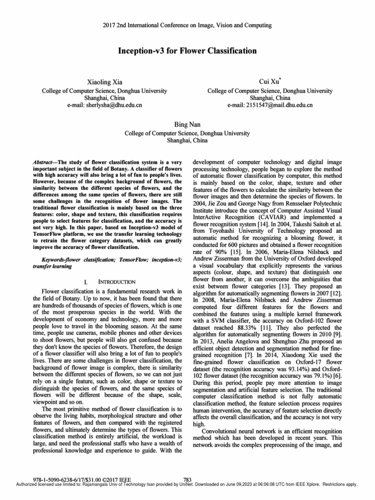 Inception-V3 For Flower Classification | Download Free PDF | Artificial ...