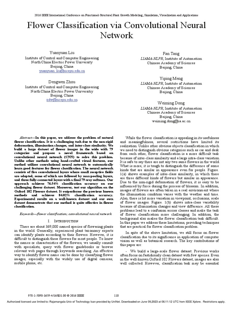 Flower Classification Via Convolutional Neural Network Pdf Deep Learning Artificial Neural