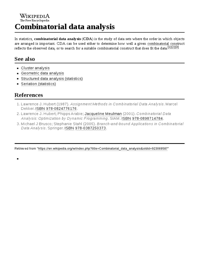 Combinatorial Data Analysis | PDF | Computers