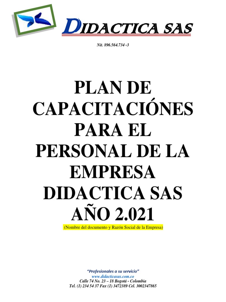 Modelo Plan De Capacitaciones De La Empresa Didactica Sas Pdf