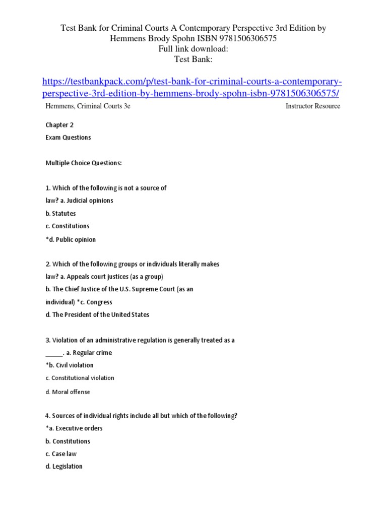 Criminal Courts A Contemporary Perspective 3rd Edition by Hemmens Brody ...