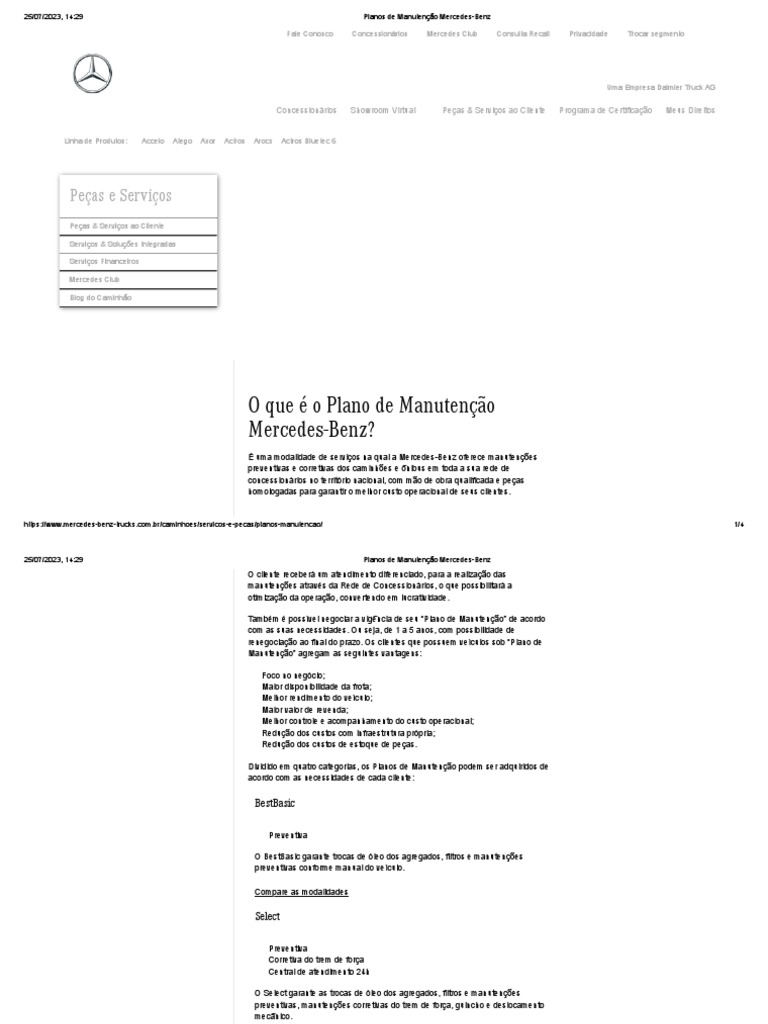 Planos de Manutenção Mercedes-Benz | PDF | Mercedes Benz