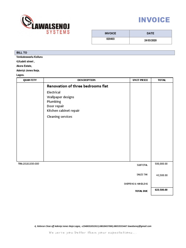 Renovation Invoice | PDF