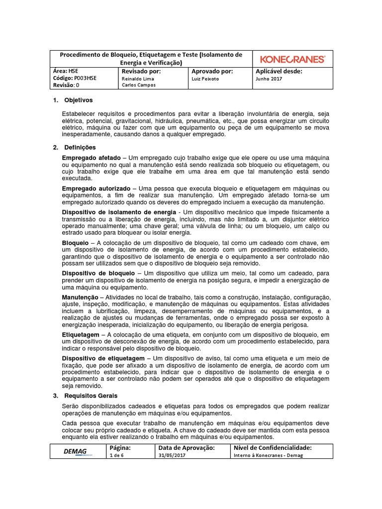 P003HSE - Procedimento para LOTOTO | PDF | Máquinas | Etiqueta