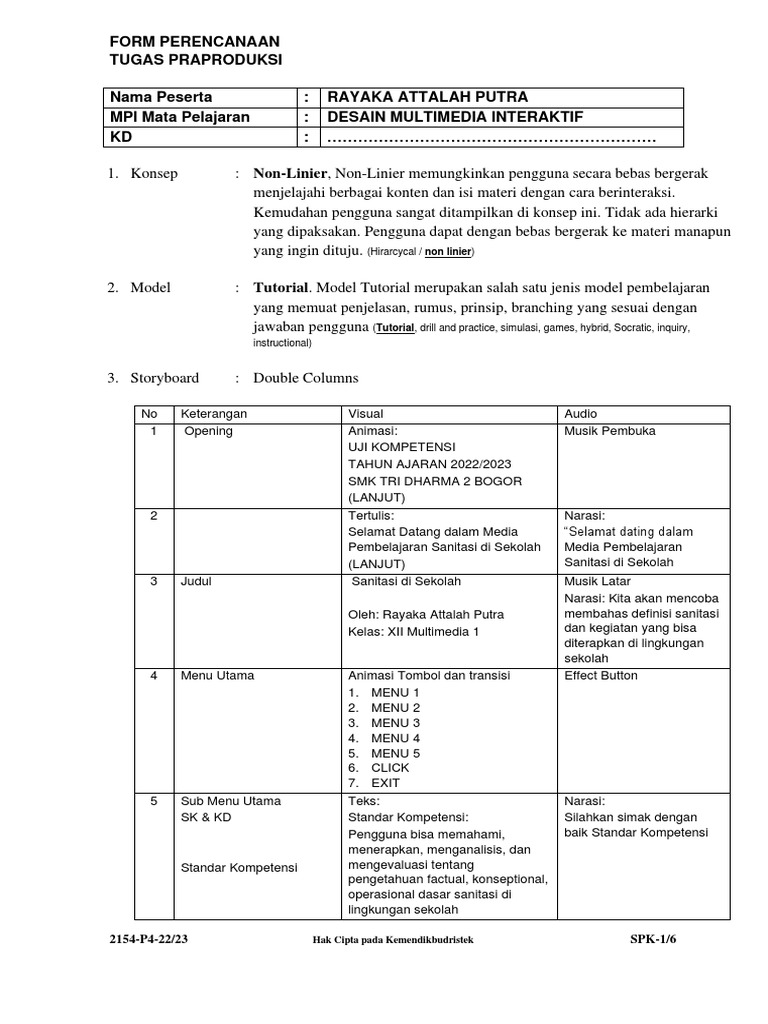 Form Perencanaan Produksi Digital Multimedia Interaktif | PDF