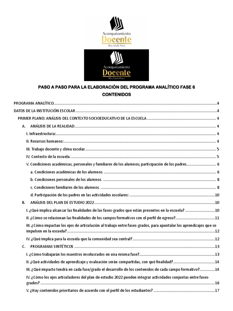 Paso A Paso Para La Elaboracion Del Programa Analitico Pdf