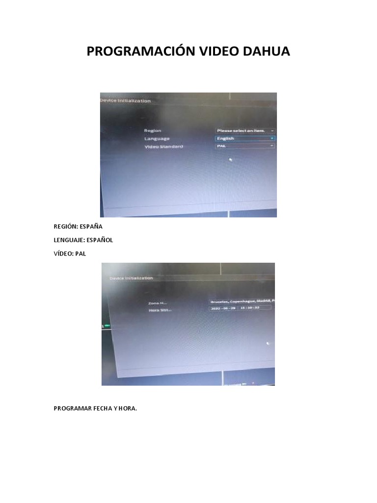Programación Vídeo Dahua | PDF