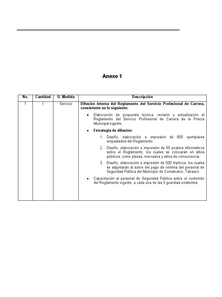 Anexo 1 y Documentacion para Propuesta | PDF