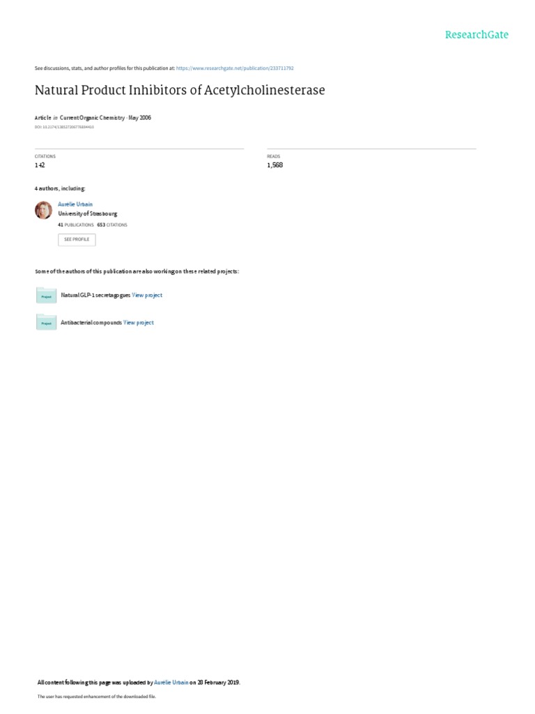 Natural Inhibitors of Acetylcholinesterase | PDF | Thin Layer ...