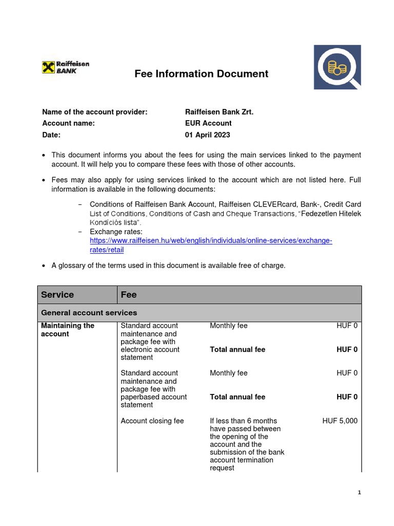 Fee Info Template Euro | PDF | Debit Card | Credit Card