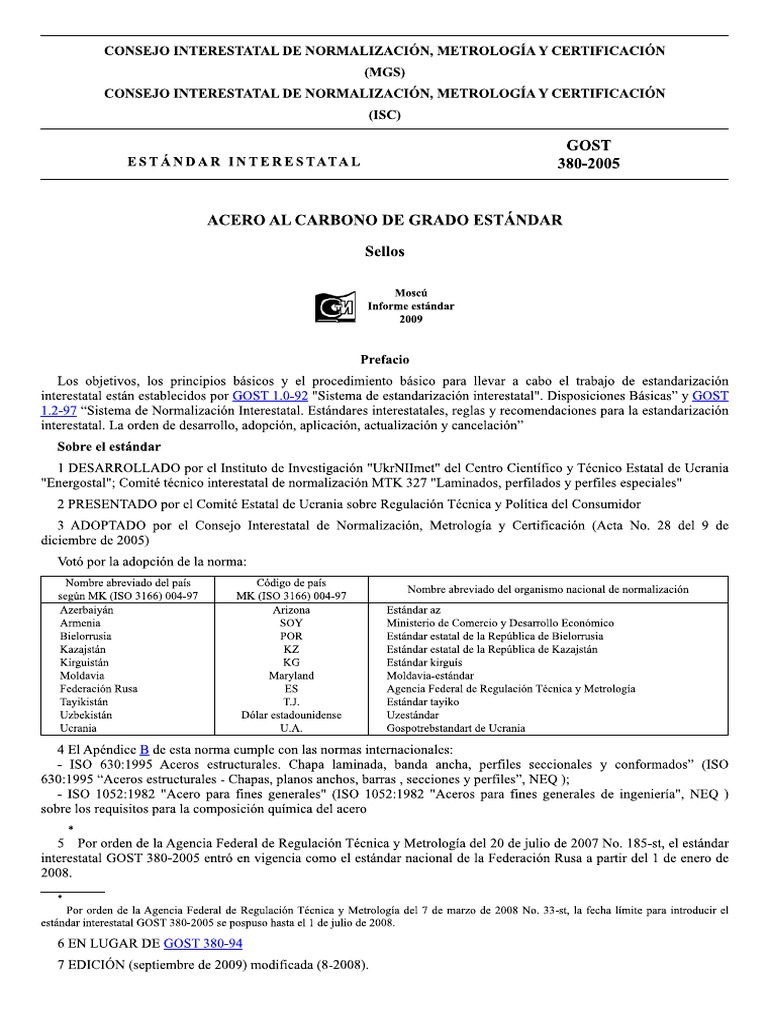 GOST 380-2005 Acero Al Carbono de Calidad Ordinaria. Sellos - 380 2005 ...