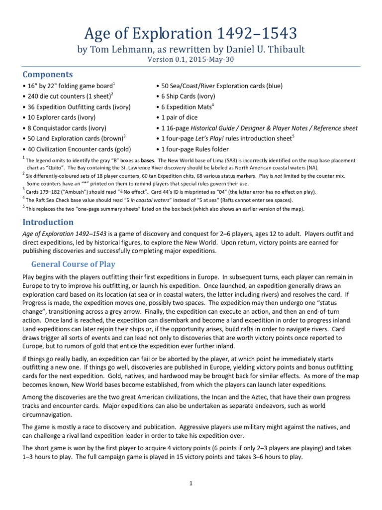 Age of Exploration Rules 0.1 | PDF | Ships | Shipwrecks