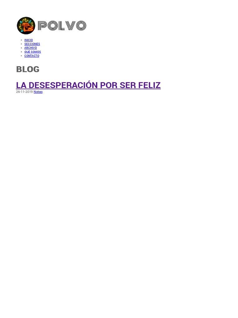 La Desesperación Por Ser Feliz - Polvo | PDF | Psicoanálisis | Felicidad