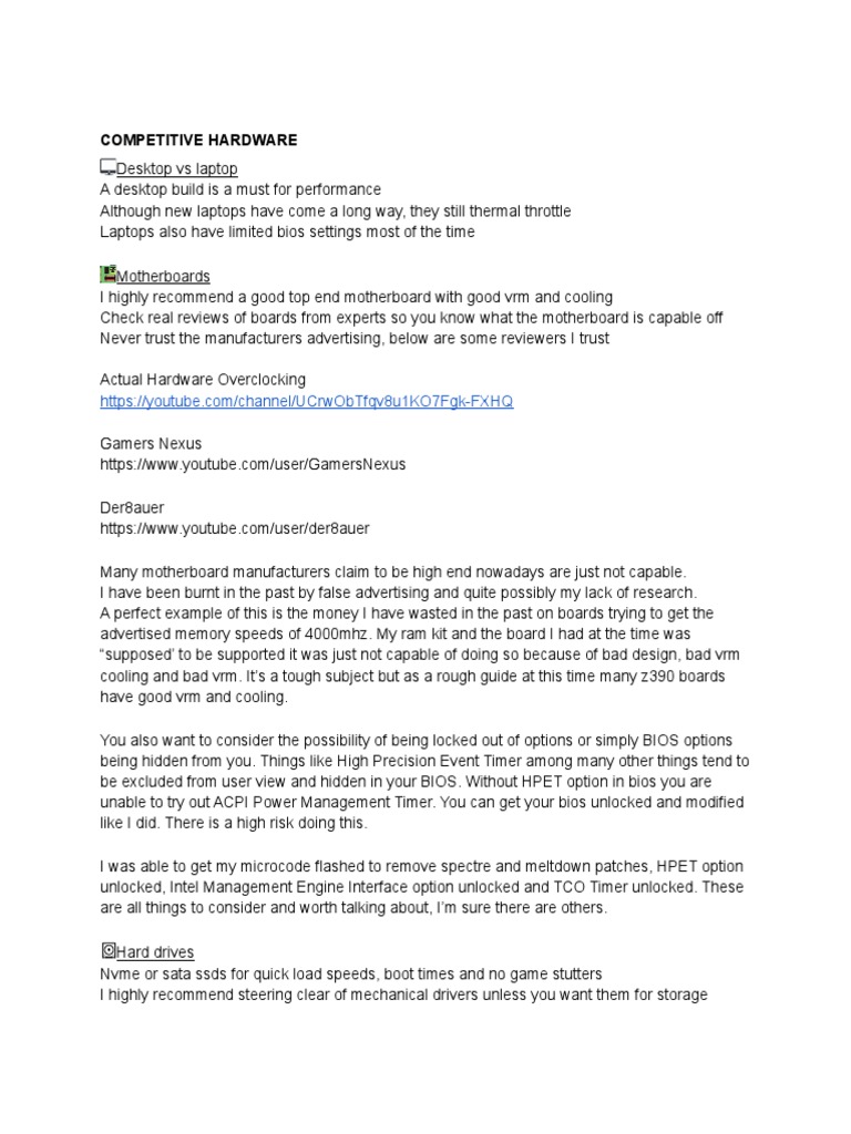 Desktop vs Laptop: Hardware Guide | PDF | Bios | Graphics Processing Unit