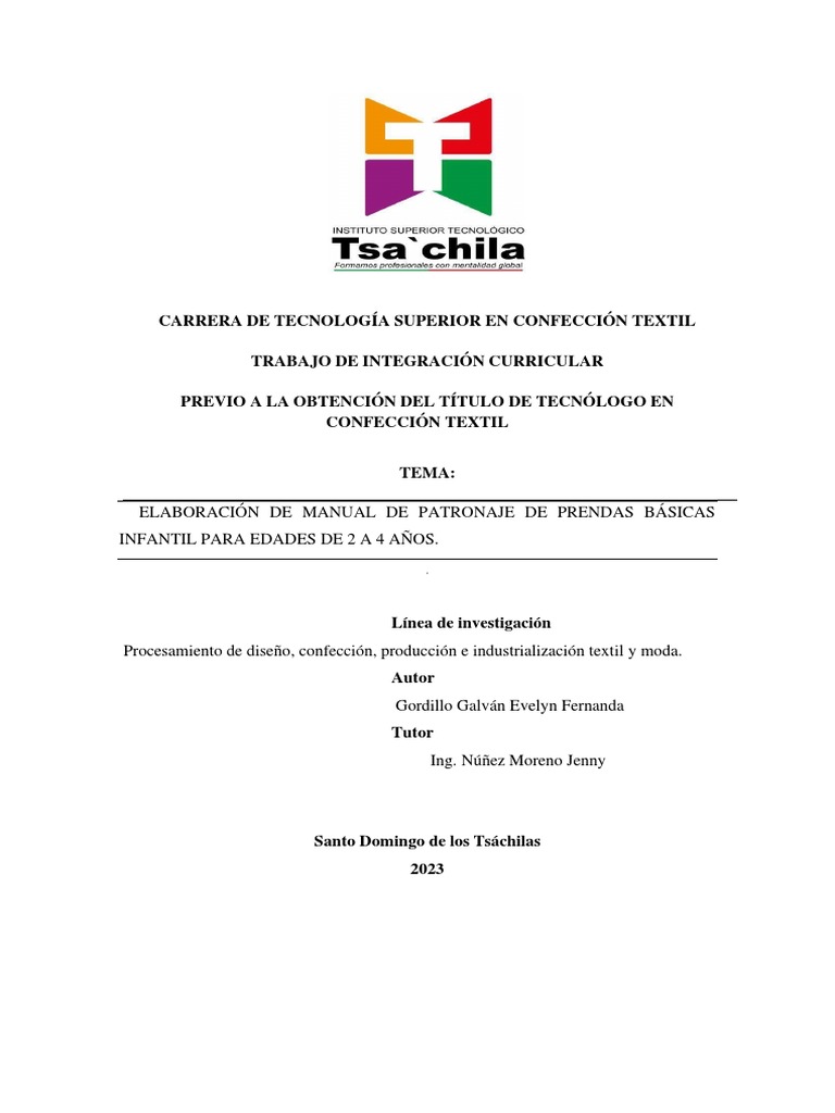 Formato Final Tic Manual Patronaje Enviar Revisión | PDF | Ropa | Business