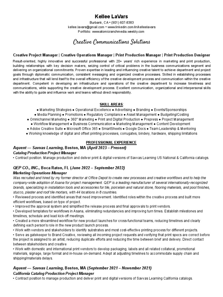 Kellee Lavars Resume 071823 | PDF | Marketing | Brand Kellee Lavars Resume 071823 | PDF | Marketing | Brand