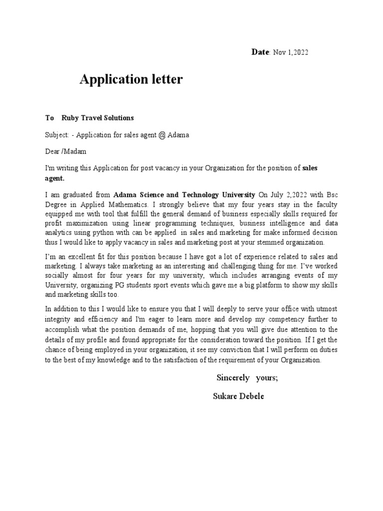 Application Letter | PDF