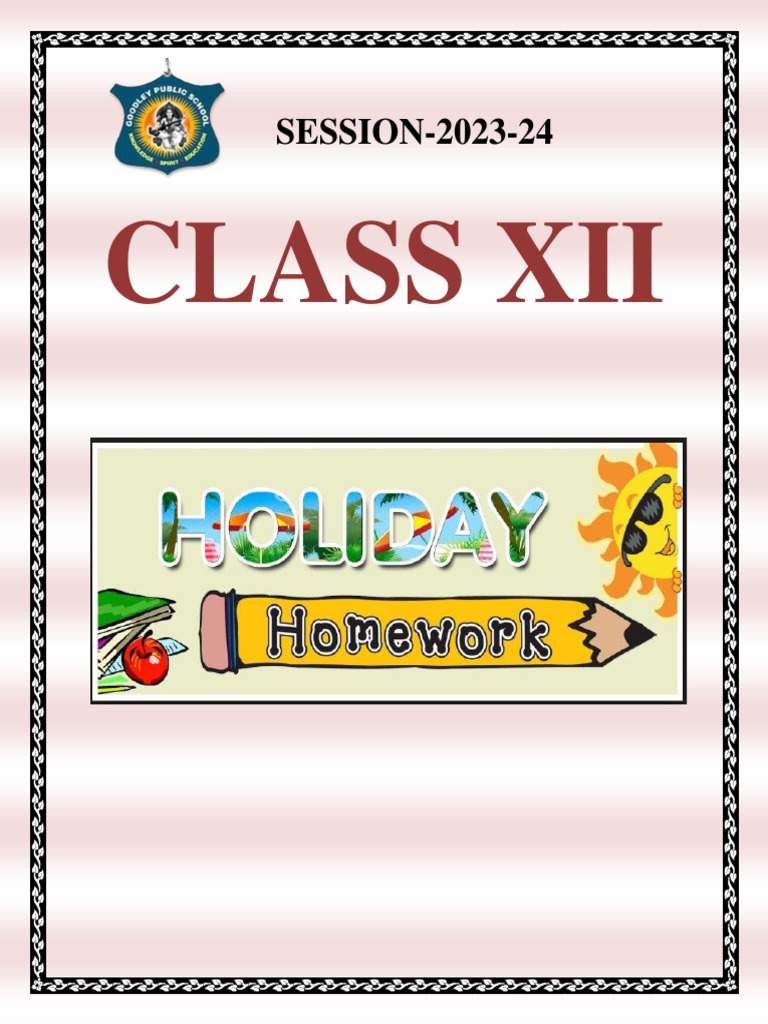 Holiday Homework Class Xii (2023-24) | PDF Holiday Homework Class Xii (2023-24) | PDF