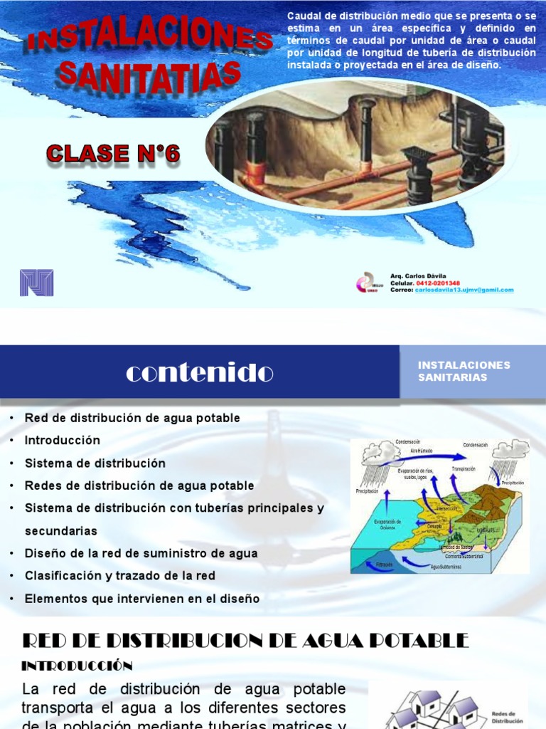 Clase N°6 - Diseño de La Red de Suministro de Agua | PDF | Tubería (transporte de fluidos) | Agua