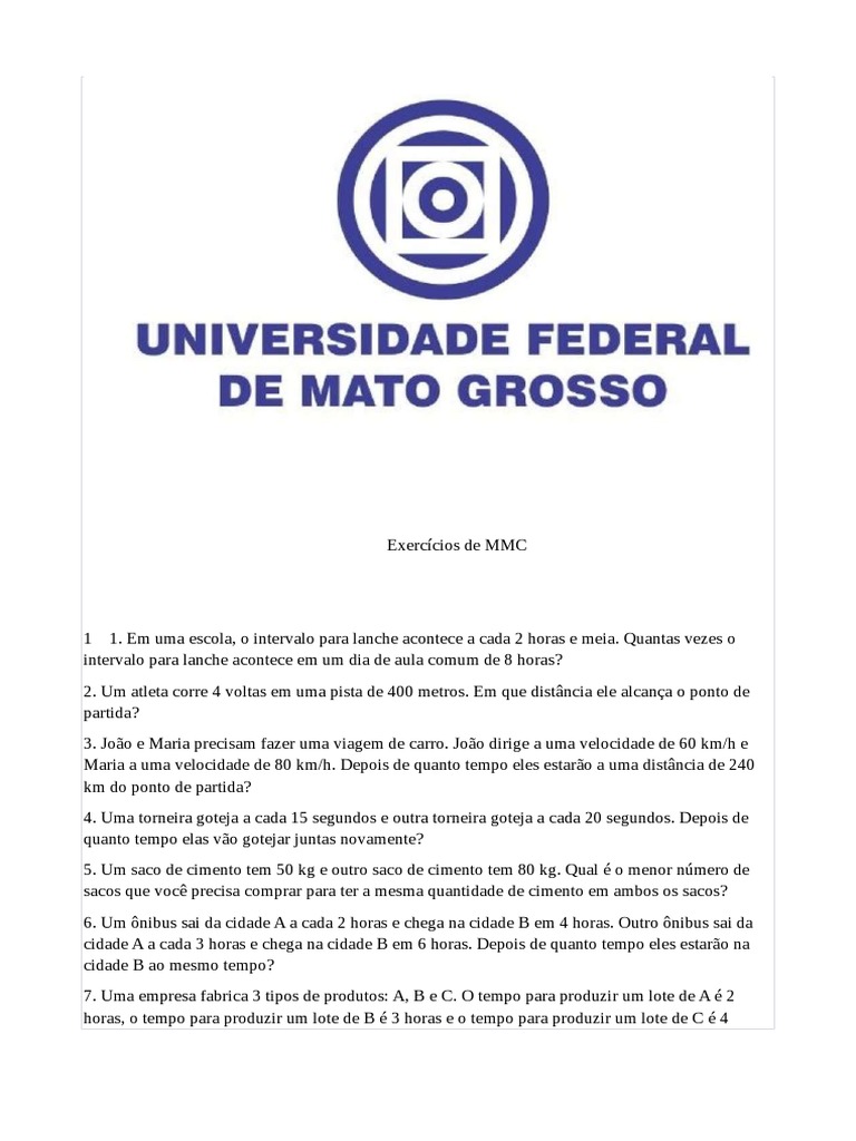 Exercicios de MMC | PDF | Tempo | Avião