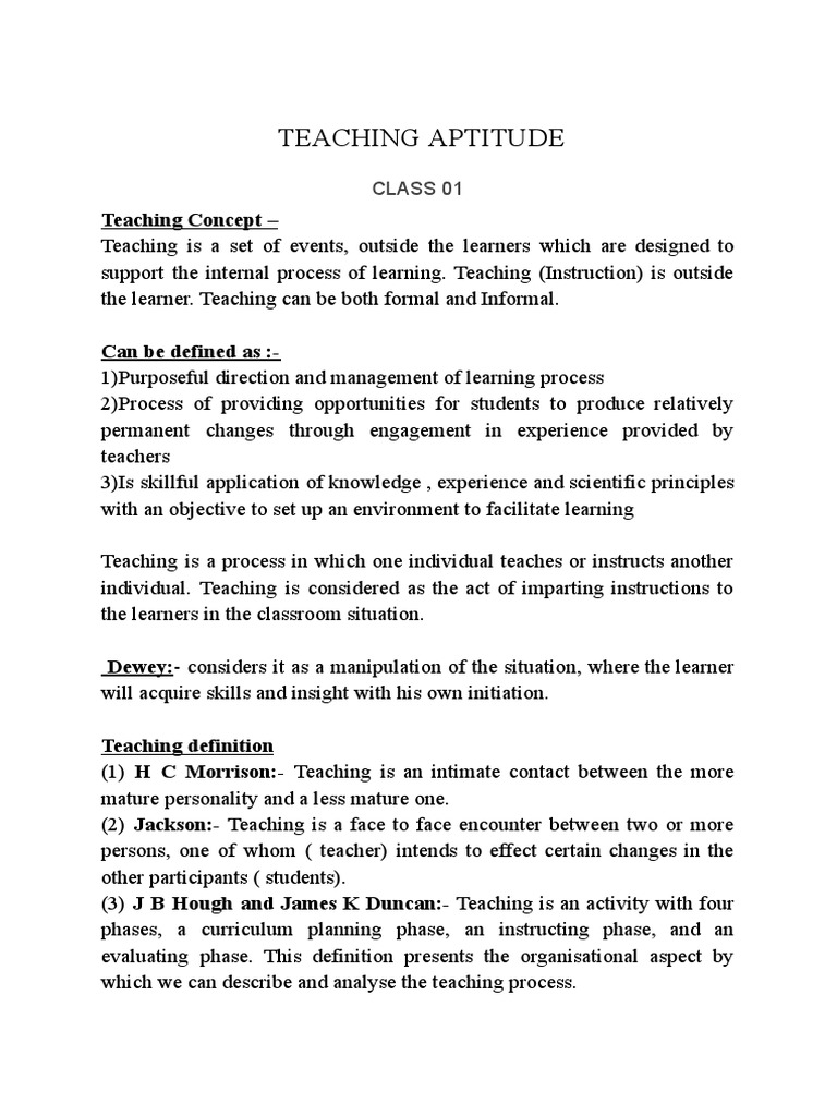 Understanding Teaching Aptitude | PDF | Learning | Educational Technology