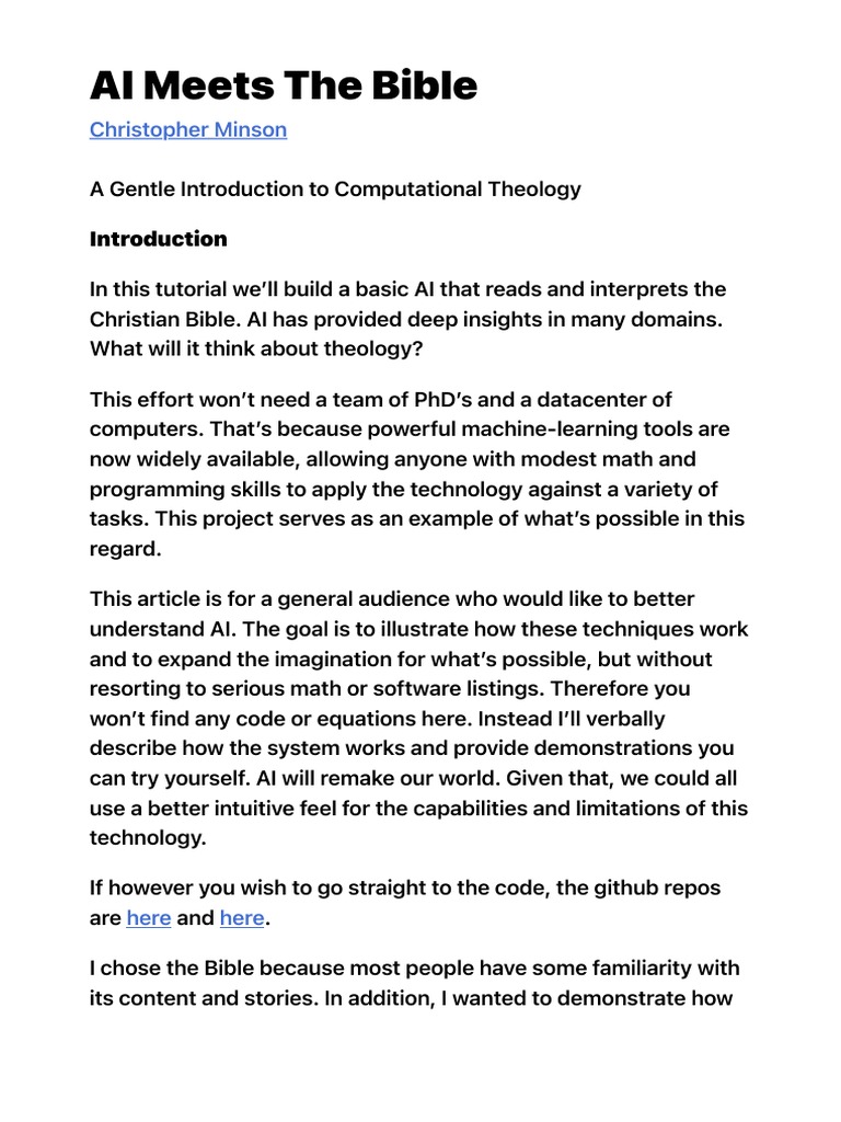 AI Meets The Bible. A Gentle Introduction To Computational - by ... AI Meets The Bible. A Gentle Introduction To Computational - by ...