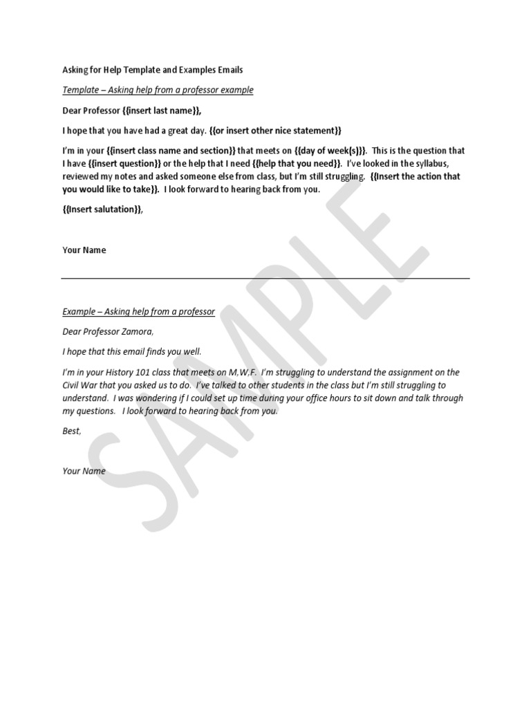Asking For Help Email Template | PDF