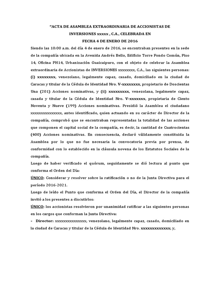Acta de Asamblea | PDF