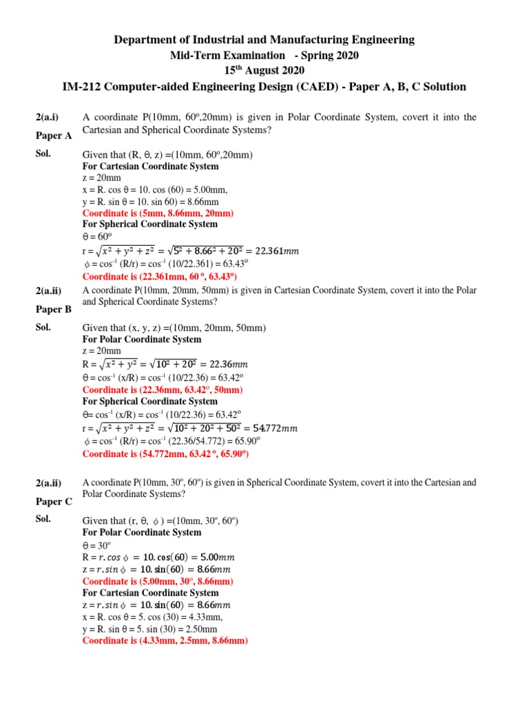 CAED Paper A B C - Solution | PDF | Cartesian Coordinate System ...
